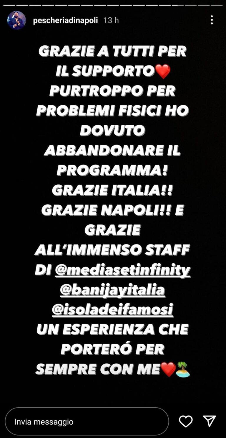 Peppe Di Napoli si ritira dall'Isola dei Famosi: i motivi